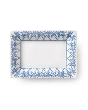 PINK HOUSE Fine Bone China Trinket Tray With Palms Motif - Blue