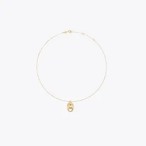 Tory Burch Gemini Link Pendant Necklace - Light Brass
