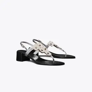 Tory Burch Gladiator Capri Heeled Sandal - Silver