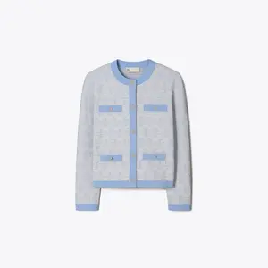 Tory Burch Kendra Viscose Cardigan - Vanilla/blue