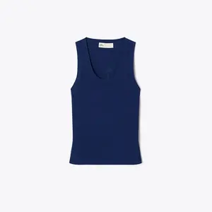 Tory Burch Pointelle Viscose Tank - Ocean
