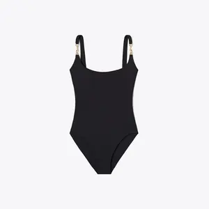 Tory Burch One-piece Swimsuit With Clip Hardware - Black