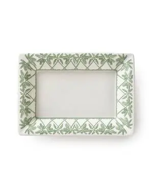 PINK HOUSE Fine Bone China Trinket Tray With Palms Motif - Green