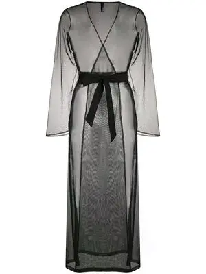MAISON CLOSE Madame Rêve Sheer Belted Robe - Black