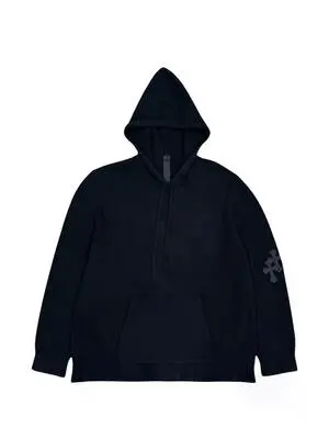 Chrome Hearts Cashmere Hoodie With Leather Cross Patches