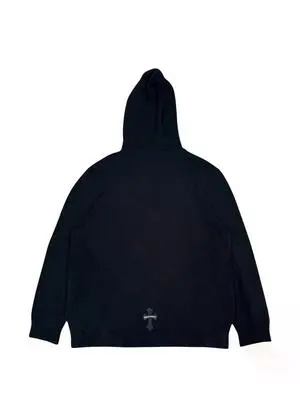 Chrome Hearts Cashmere Hoodie With Leather Cross Patches