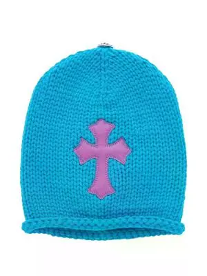 Chrome Hearts Leather Cross-patch Beanie Hat - Blue