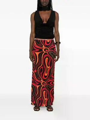 Emilio Pucci Iride Print Puckered Texture Maxi Skirt