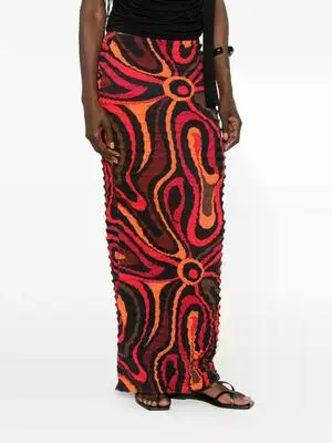 Emilio Pucci Iride Print Puckered Texture Maxi Skirt