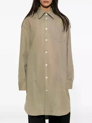 AMI Paris Beige Pinstripe Shirt Dress