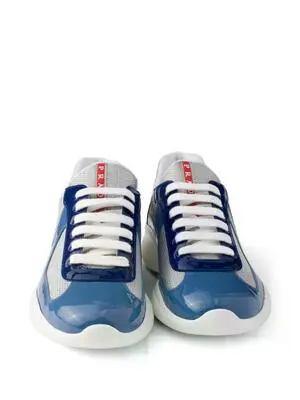 Prada Patent Leather And Technical Fabric America's Cup Sneakers - Blue