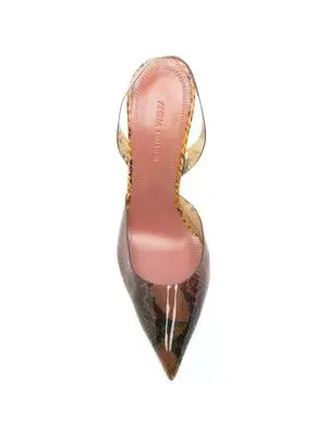 Amina Muaddi Holli Snake-effect Slingback Pumps
