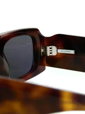 JIL SANDER Sculptural Rectangle Frame Sunglasses - Brown
