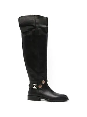 ADRIANNA FERETTI Medallion Embellished Leather Boots