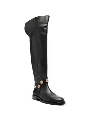 ADRIANNA FERETTI Medallion Embellished Leather Boots