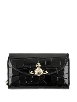 VIVIENNE WESTWOOD Orb Croc-effect Wallet - Black
