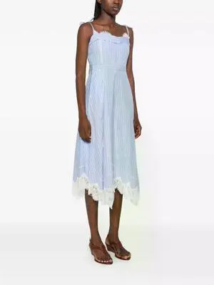 Simkhai Avalaigh Midi Dress With Lace Trim - Blue