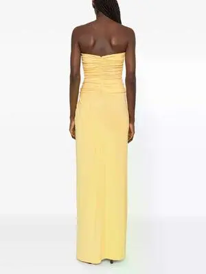 Simkhai Strapless Maxi Dress With Silver-tone Hardware And Side Slit - Yellow