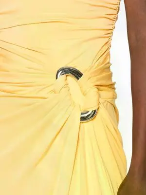 Simkhai Strapless Maxi Dress With Silver-tone Hardware And Side Slit - Yellow
