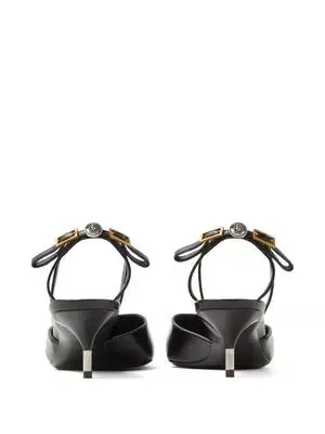 Versace Calf Leather Slingback Pumps With Medusa Hardware - Black