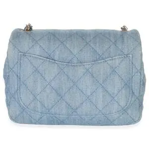 Chanel Quilted Denim Pearl Crush Flap Bag - Blue