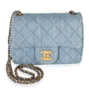 CHANEL Chanel Quilted Denim Mini Pearl Crush Flap Bag