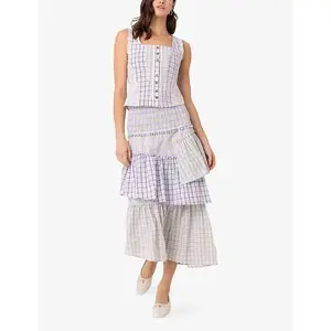 AMY LYNN Thea Tiered Cotton Midi Skirt