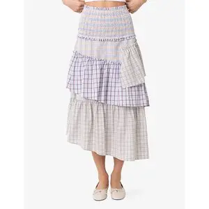 AMY LYNN Thea Tiered Cotton Midi Skirt