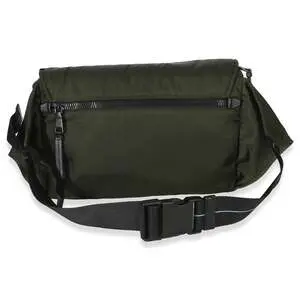 Prada Tessuto Logo Stripe Buckle Messenger Bag