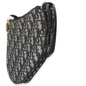 Dior Navy Oblique Canvas Triple Saddle Pouch - Blue