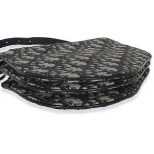Dior Navy Oblique Canvas Triple Saddle Pouch - Blue