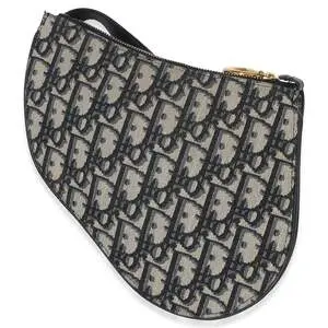 Dior Navy Oblique Canvas Triple Saddle Pouch - Blue
