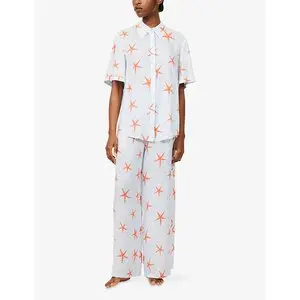 IT'S 9PM X Oceanus Antibes Starfish-print Woven Pyjama Set