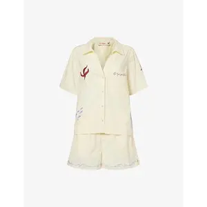 IT'S 9PM X Oceanus Matilda Embroidered Cotton Pyjama Set - Yellow