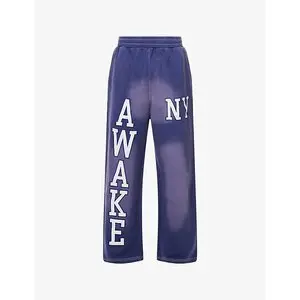 AWAKE NY Text Logo-embroidered Cotton Jogging Bottoms - Navy