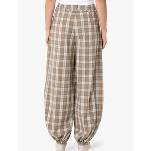 AMY LYNN Esme Balloon-leg Cotton Trousers With Checked Pattern