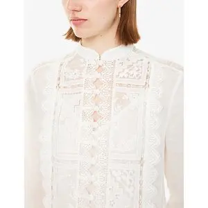 Zimmermann Aster Lace Embroidered Ramie Top