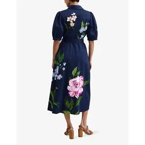 PHASE EIGHT Floral Print Belted Midi Shirt Dress