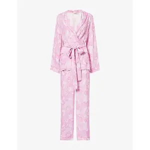 IT'S 9PM Rizzo Psychedelic Swirl-print Smoking Woven Pyjama Set - Pink