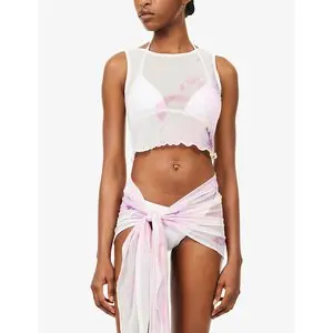 GRACEJACOB Sleeveless Mesh Crop Top