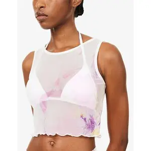 GRACEJACOB Sleeveless Mesh Crop Top