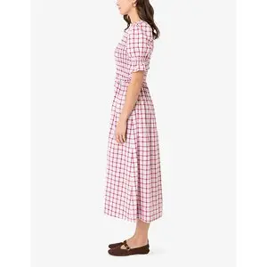 AMY LYNN Imogen Windowpane Check Cotton Midaxi Dress