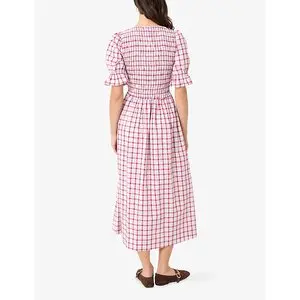 AMY LYNN Imogen Windowpane Check Cotton Midaxi Dress