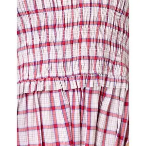 AMY LYNN Imogen Windowpane Check Cotton Midaxi Dress