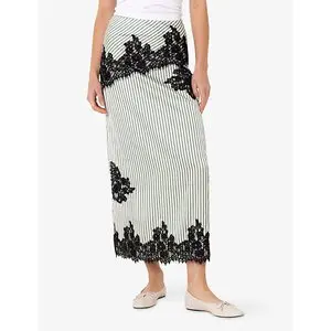 AMY LYNN Verona Striped Satin Midi Skirt