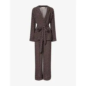 IT'S 9PM Rizzo Polka-dot Smoking Woven Pyjama Set - Brown