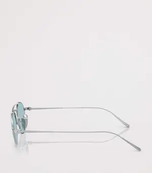 Giorgio Armani Titanium Oval Sunglasses - Silver