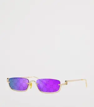 Gucci Metal Logo Rectangular Sunglasses
