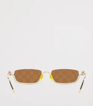 Gucci Metal Logo Rectangular Sunglasses