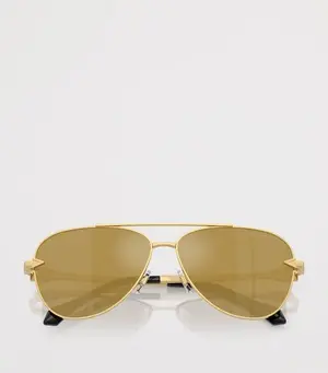 Versace Metal Aviator Sunglasses - Gold